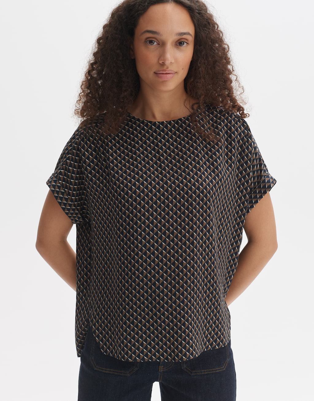 Blouse met korte mouwen Femka minimal bruin online bestellen | OPUS ...