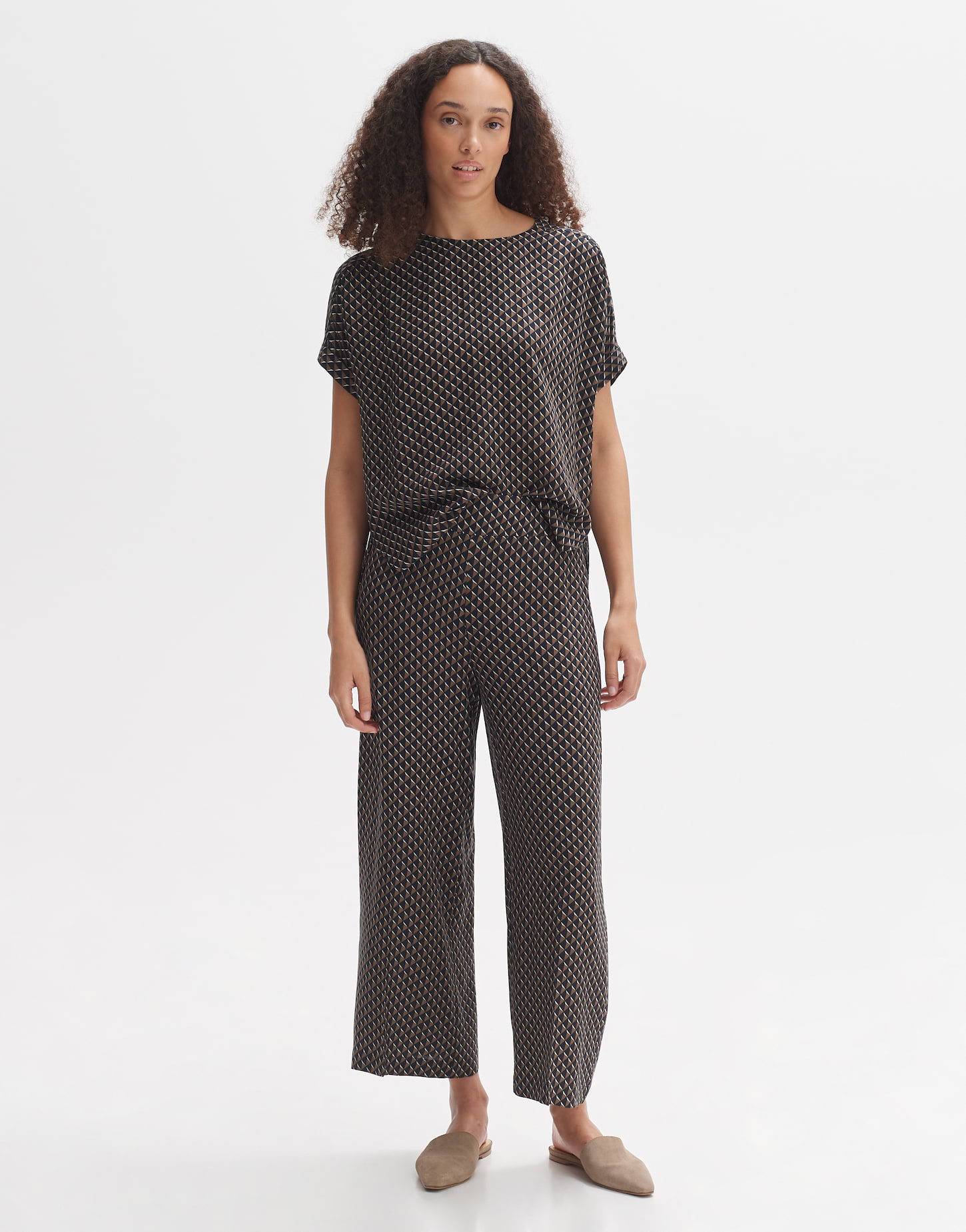 Kurzarmbluse Femka minimal braun online bestellen | OPUS Online Shop