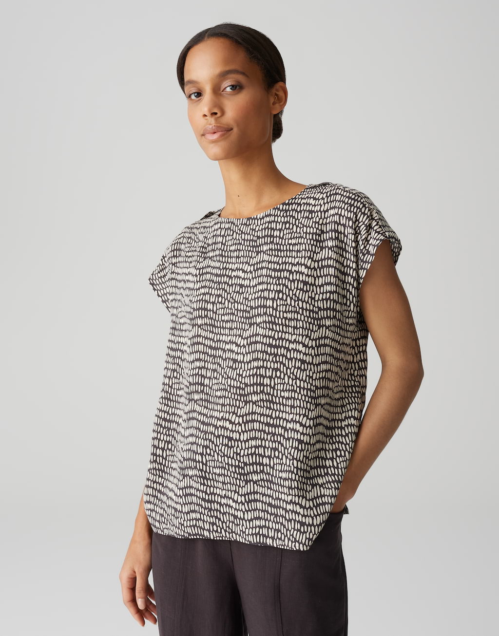 Blouse met korte mouwen Ferena splash bruin online bestellen | OPUS ...