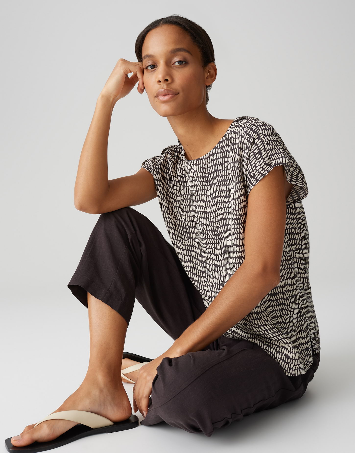 Blouse met korte mouwen Ferena splash bruin online bestellen | OPUS ...