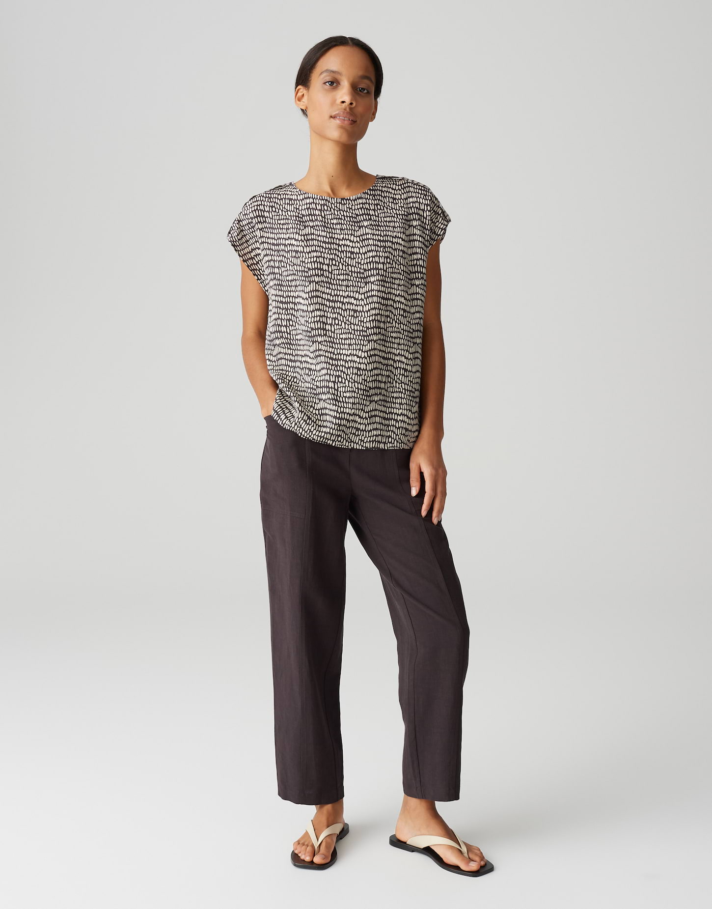 Blouse met korte mouwen Ferena splash bruin online bestellen | OPUS ...