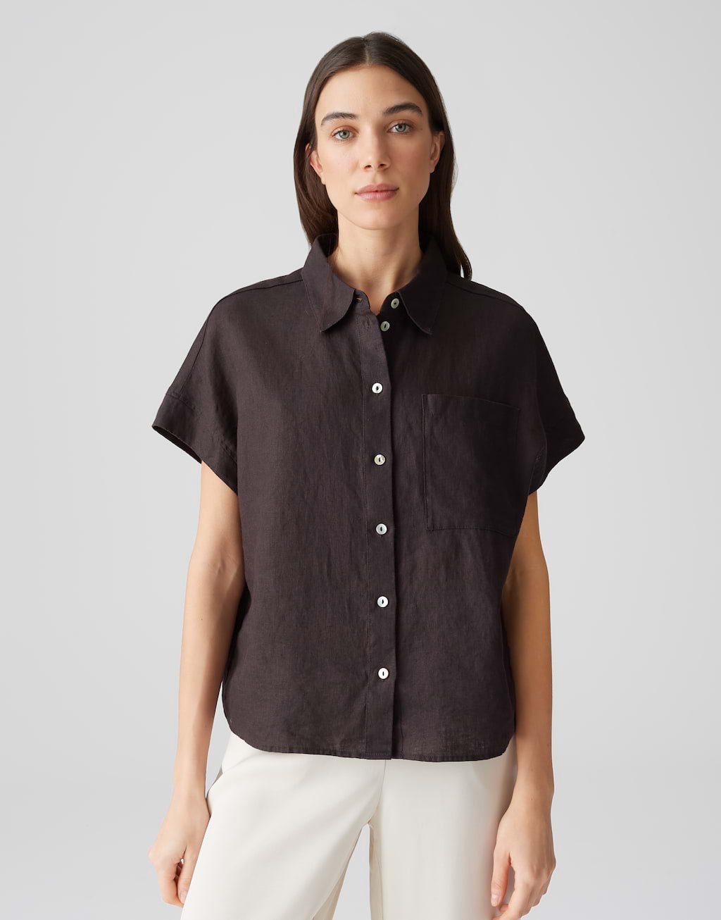 Kurzarmbluse Felisa braun online bestellen | OPUS Online Shop