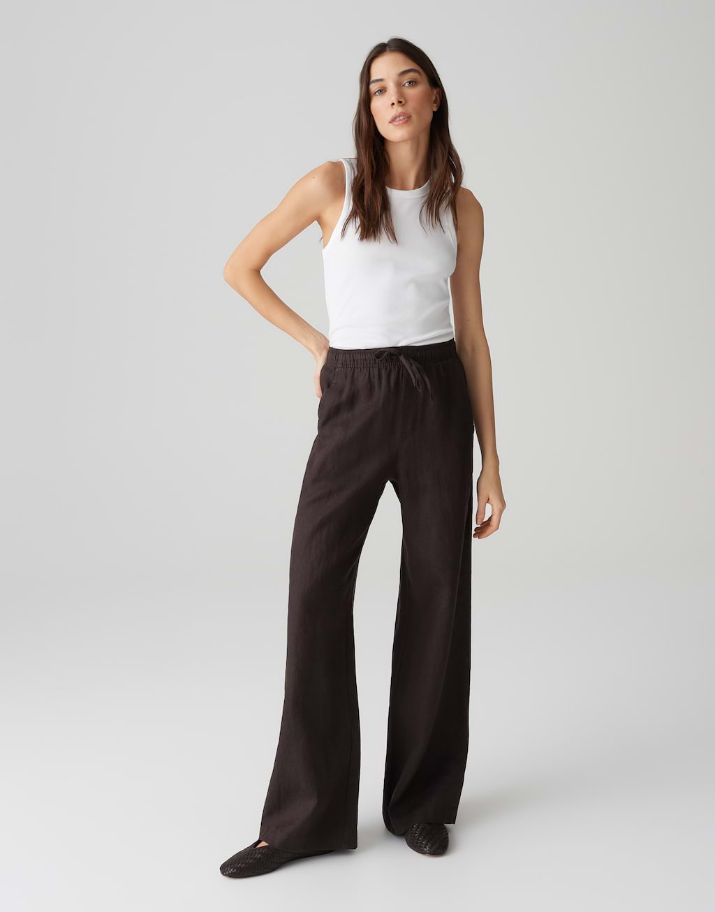Wide Leg Pants Mileni linen braun online bestellen | OPUS Online Shop
