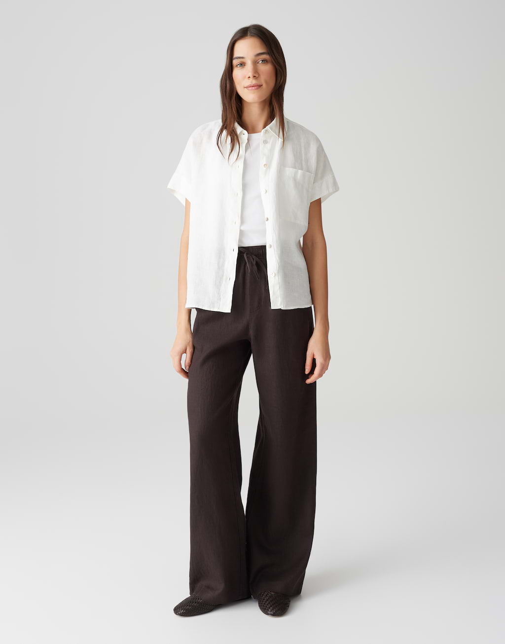 Wide Leg Pants Mileni linen braun online bestellen | OPUS Online Shop