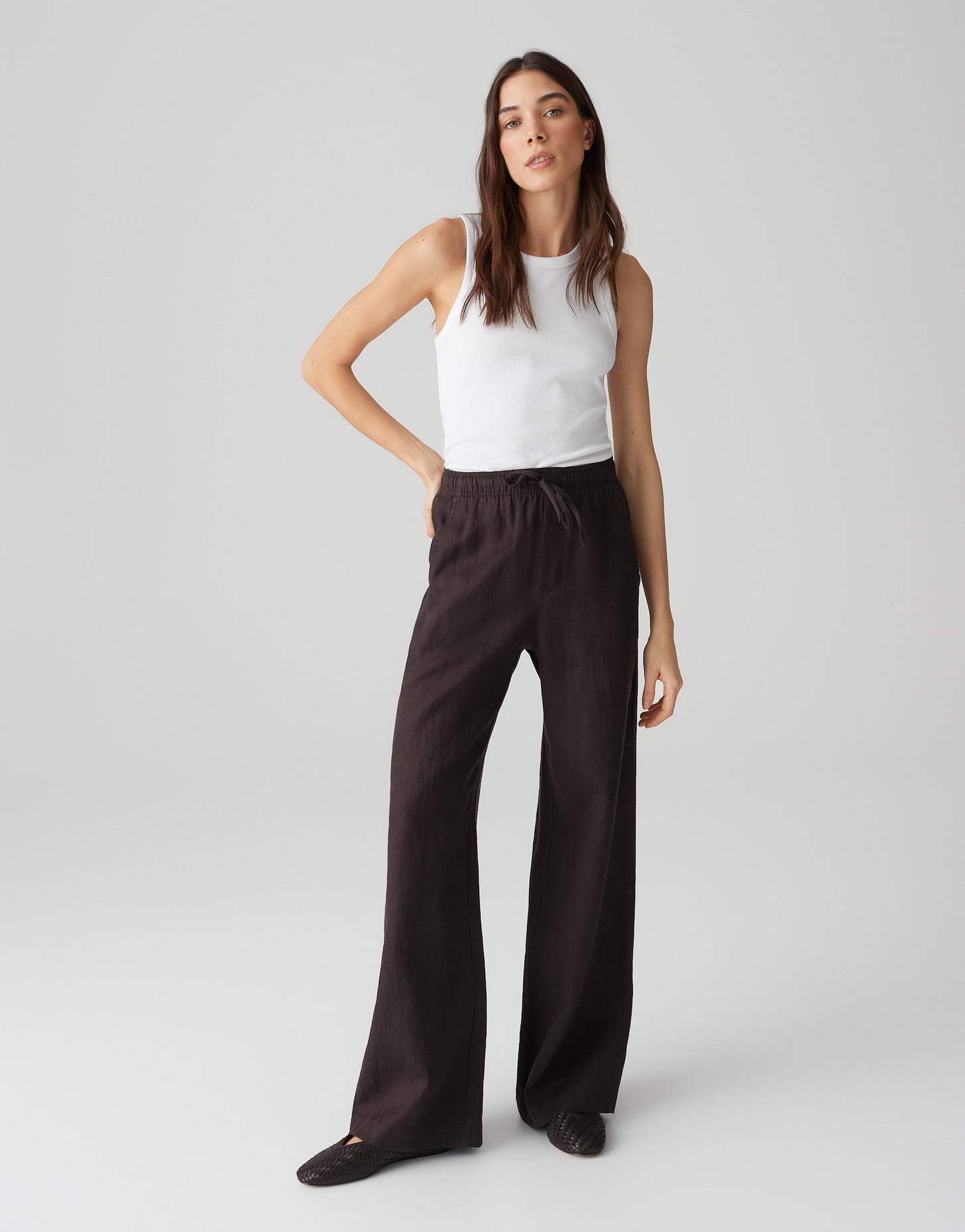 Wide Leg Pants Mileni linen braun online bestellen | OPUS Online Shop