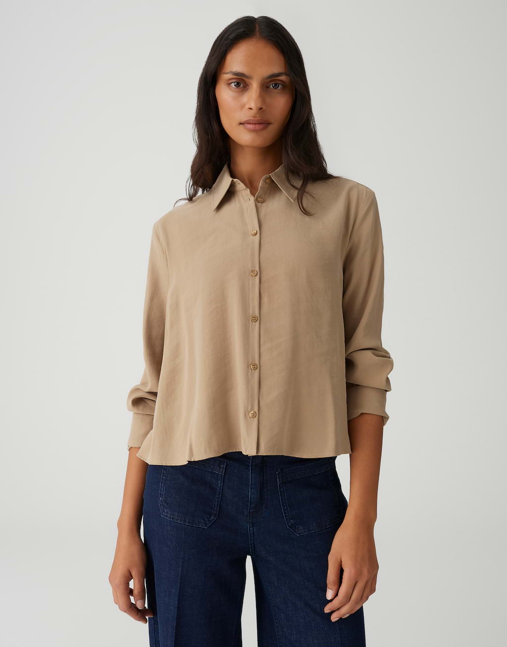 Langarmbluse Flowy beige online bestellen | OPUS Online Shop