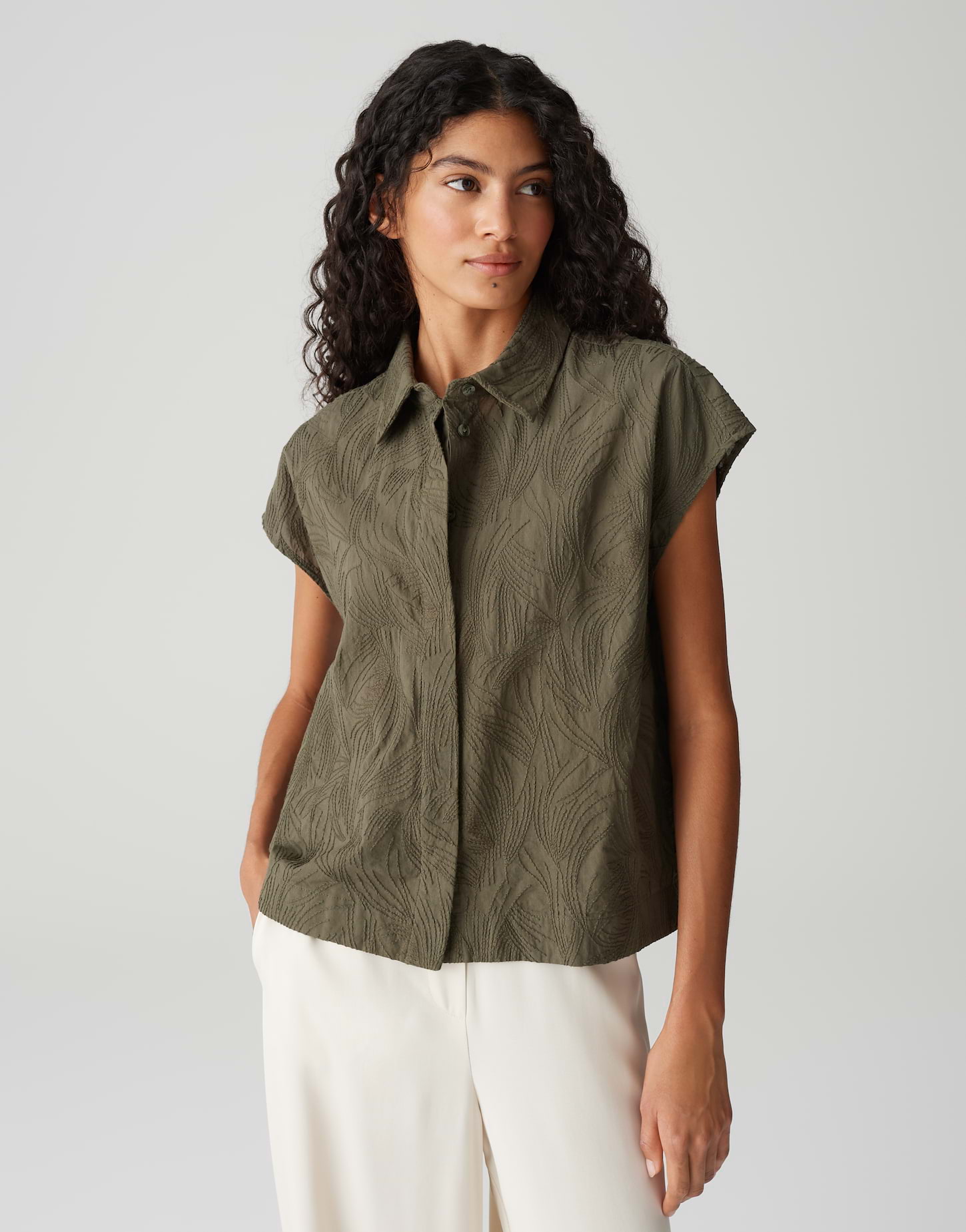 Kurzarmbluse Falme grün online bestellen | OPUS Online Shop