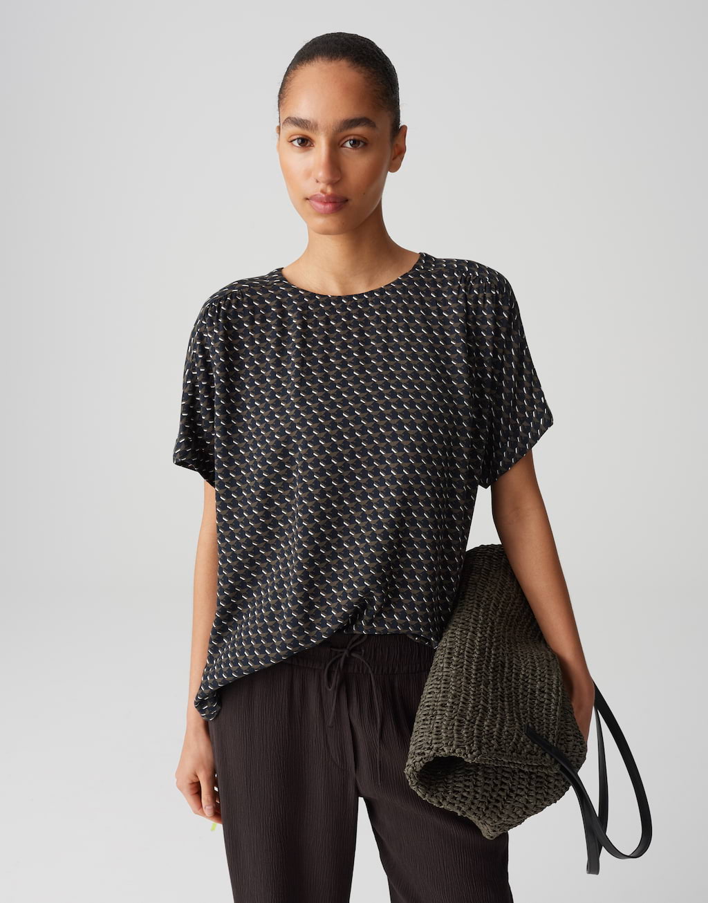 Kurzarmbluse Femka london blau online bestellen | OPUS Online Shop