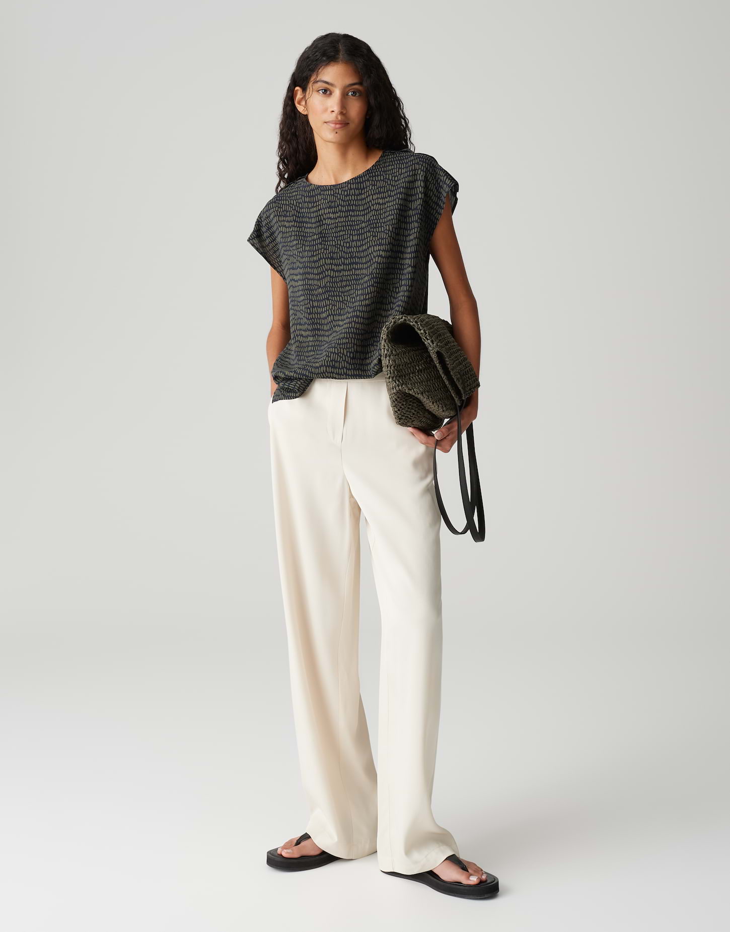 Kurzarmbluse Ferena splash blau online bestellen | OPUS Online Shop