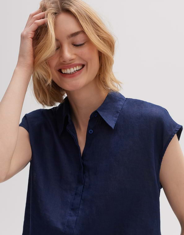 Leinenbluse Faara blau online bestellen | OPUS Online Shop