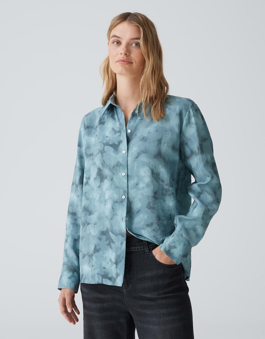 long sleeve blouse Falkina faded blue by OPUS | shop your favourites online