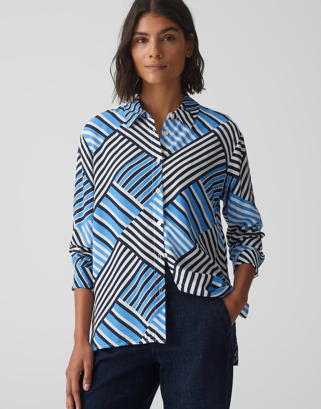long sleeve blouse Filona blue by OPUS | shop your favourites online