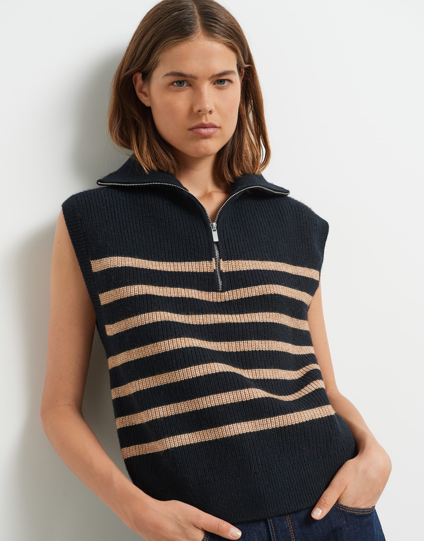 Pullunder Peisser stripe blau online bestellen | OPUS Online Shop