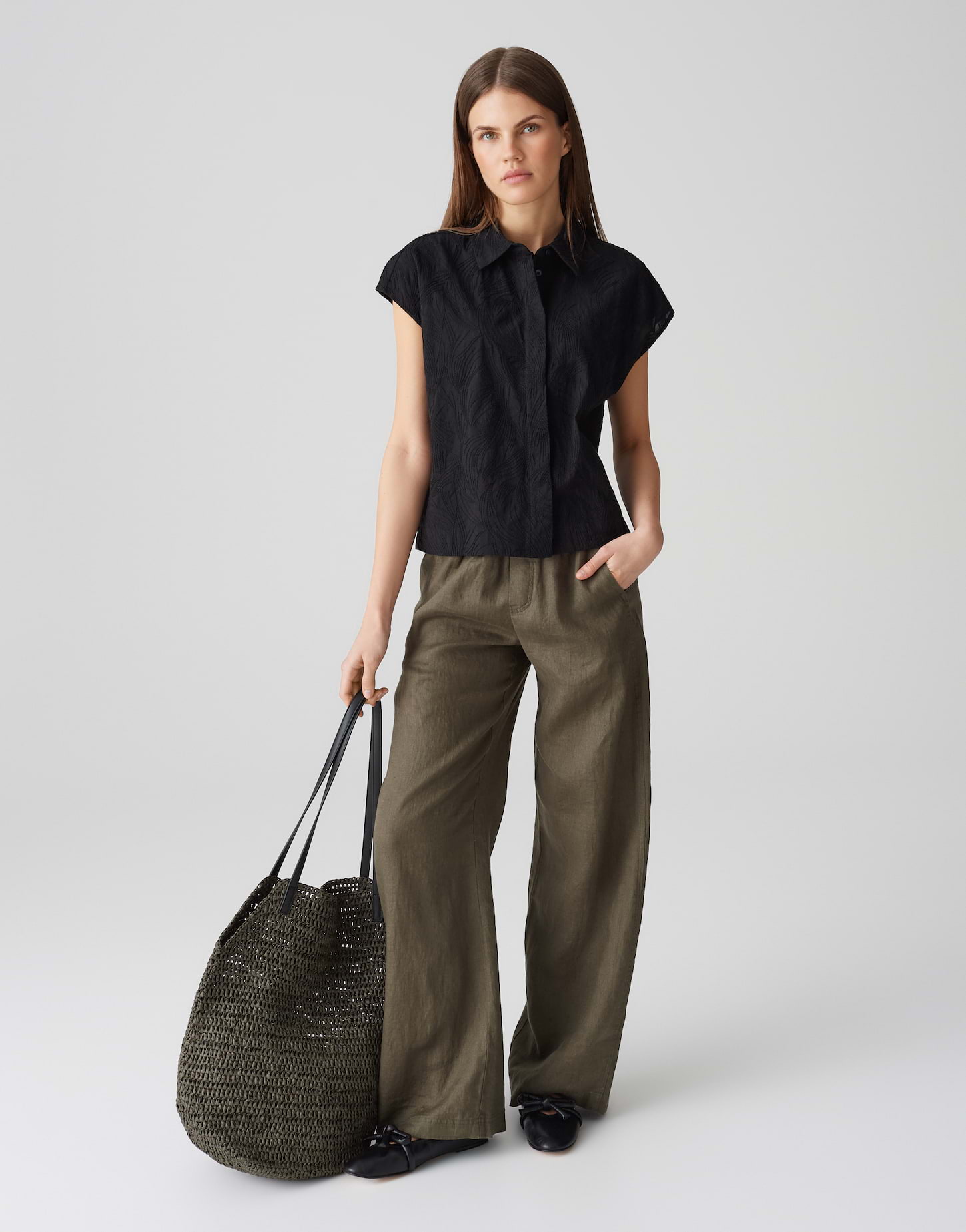 Kurzarmbluse Falme schwarz online bestellen | OPUS Online Shop