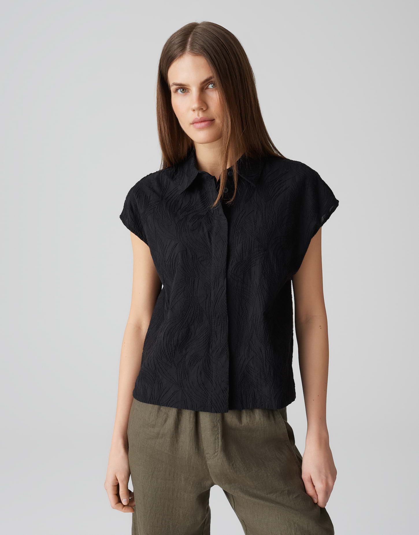 Kurzarmbluse Falme schwarz online bestellen | OPUS Online Shop