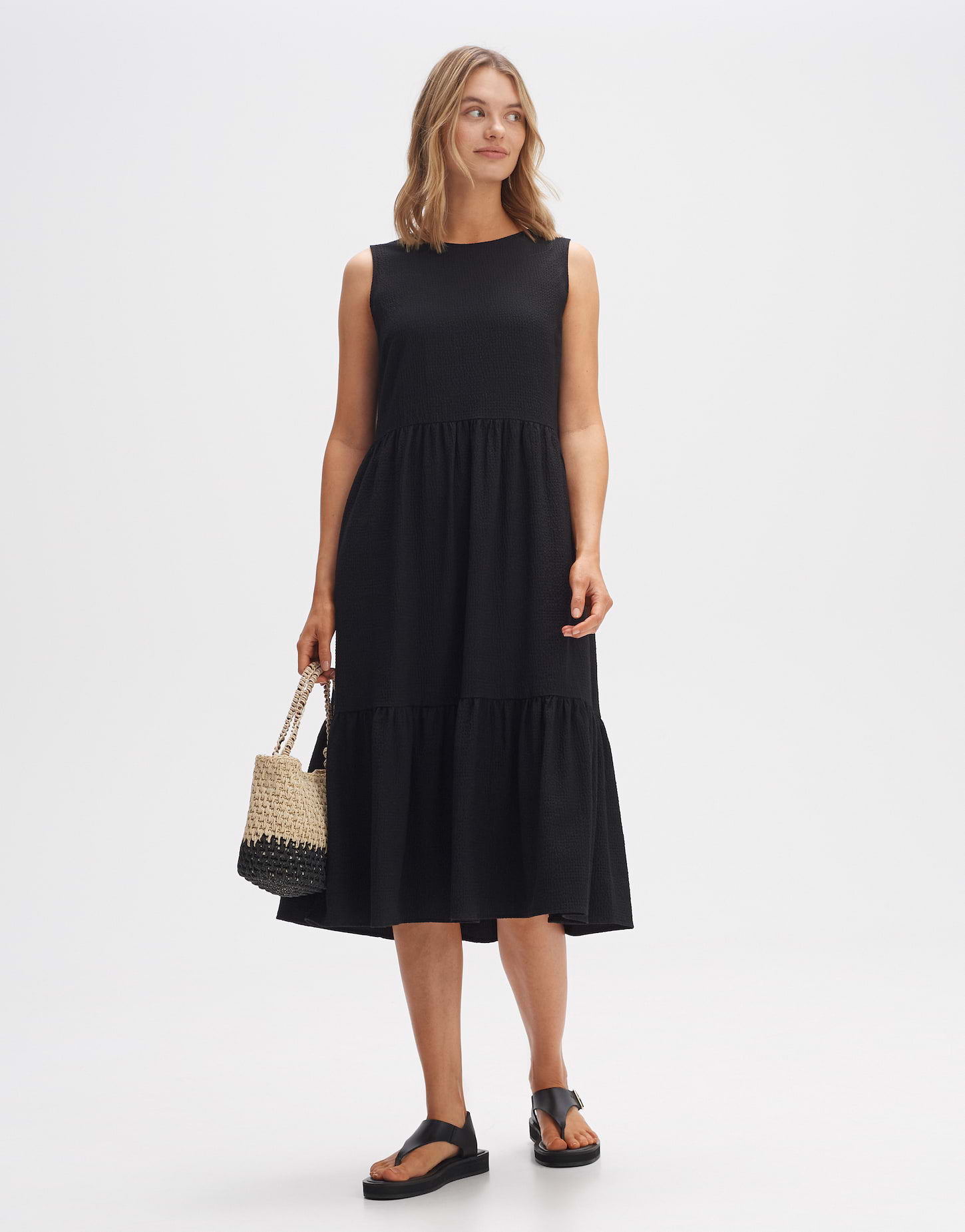 Midi dress Worta structure black by OPUS | shop your favourites online